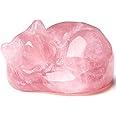 Amazon.com: QINJIEJIE Rose Quartz Cat Decor Pink Gift Crystals Sleeping ...