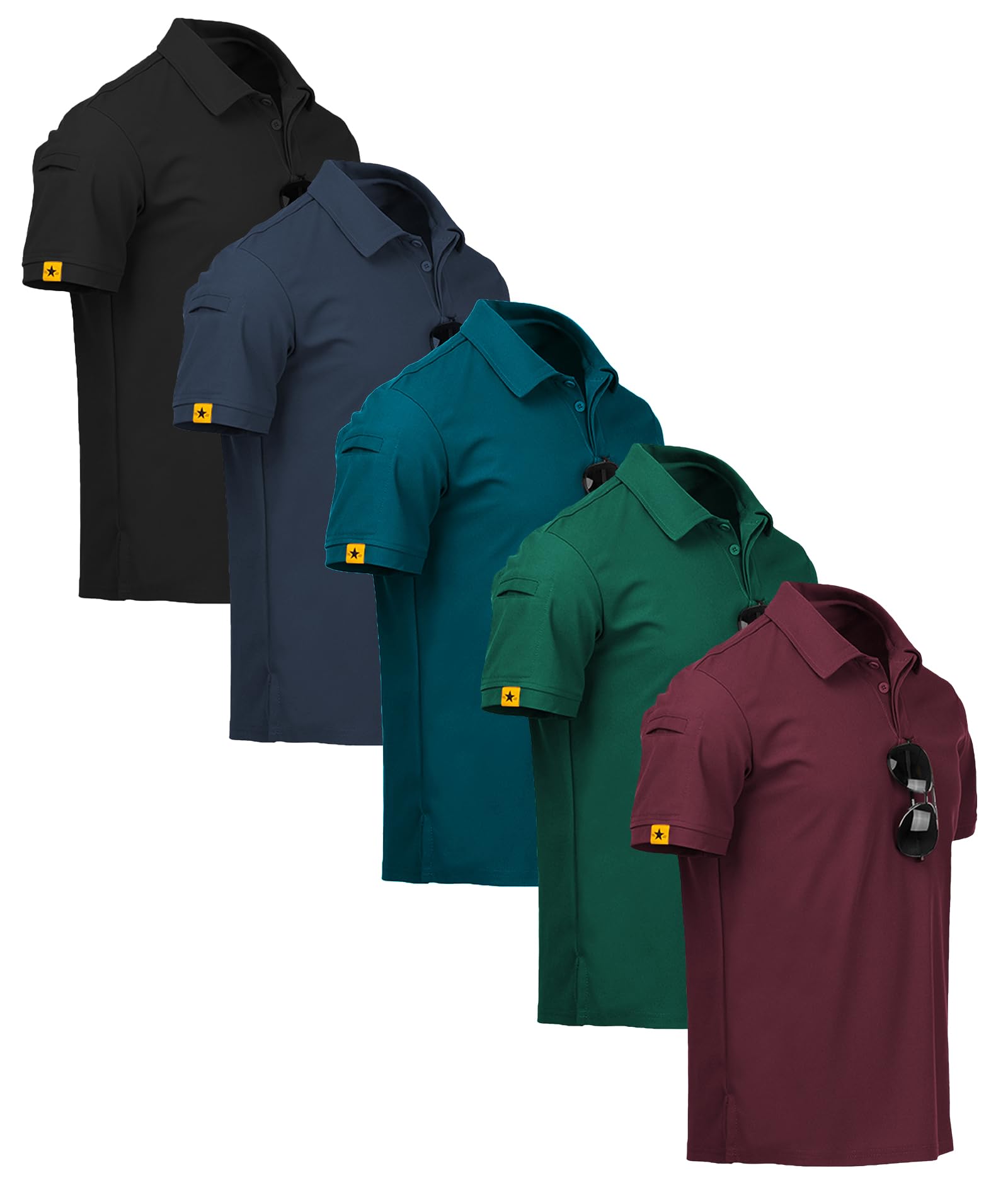 SCODI 5 Pack Mens Polo Shirts Short Sleeve Athletic Golf Polo Shirt for ...