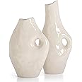 Amazon.com: Boolba&Co White Ceramic Vase Set of 2, Centerpiece for ...