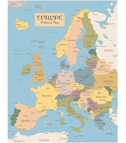 Political Map Of Europe Poster Print French Language