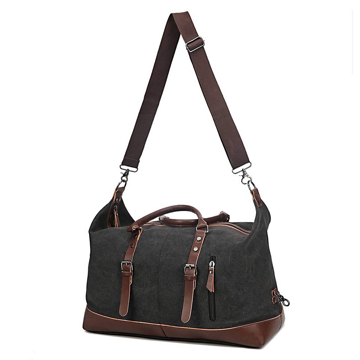 Fresion Carry on Bag Canvas Leather Weekender Overnight Holdall Tote ...