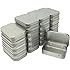 Amazon.com: Clear Top Metal Tin Box 7oz Plain Silver Hinged Blank ...