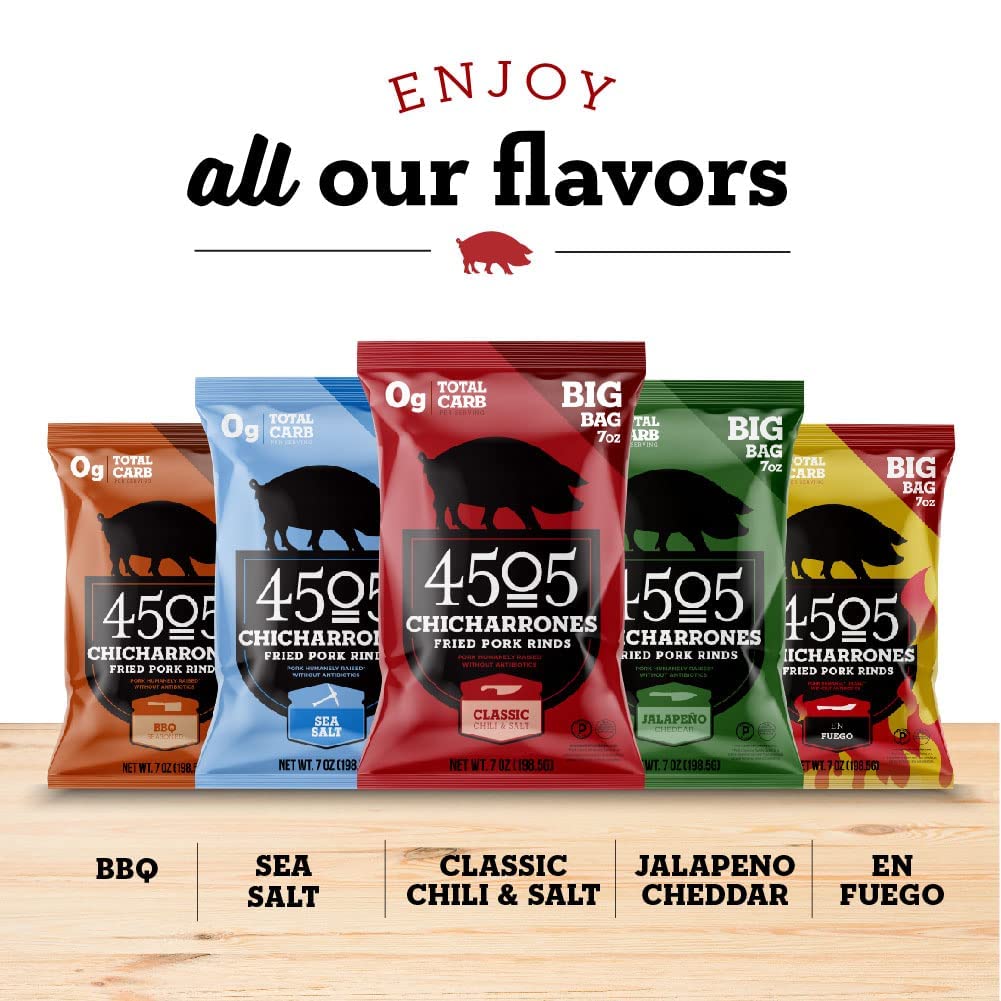 4505 Meats, Chicharrones, Fried Pork Rinds, Classic Chili, 2.5 Ounce on ...