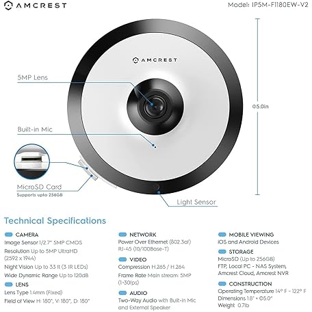 Mua Amcrest Fisheye IP POE Camera, 360° Panoramic 5-Megapixel POE IP ...