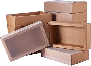 Amazon.com: BENECREAT 12Packs Large Rectangle Brown Kraft Boxes Heavy Duty Paper Gift Box with ...