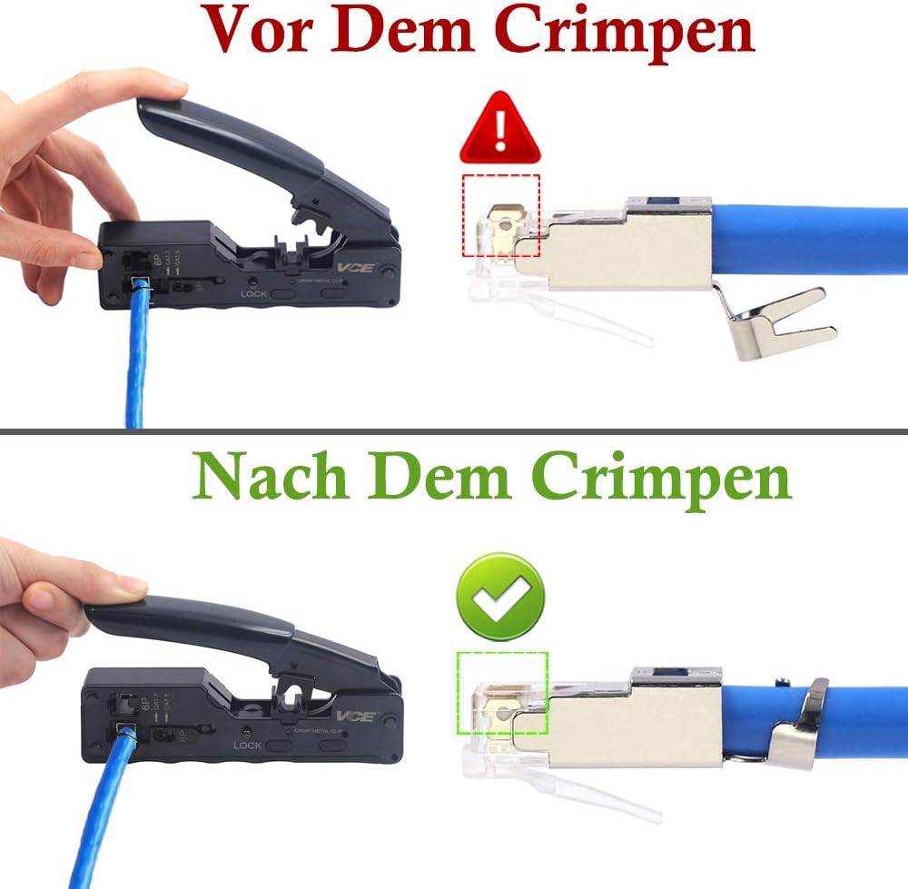 VCE (Gen 1 25 Pack Shielded Cat7 RJ45 Connector Cat6A Modular Plug with ...