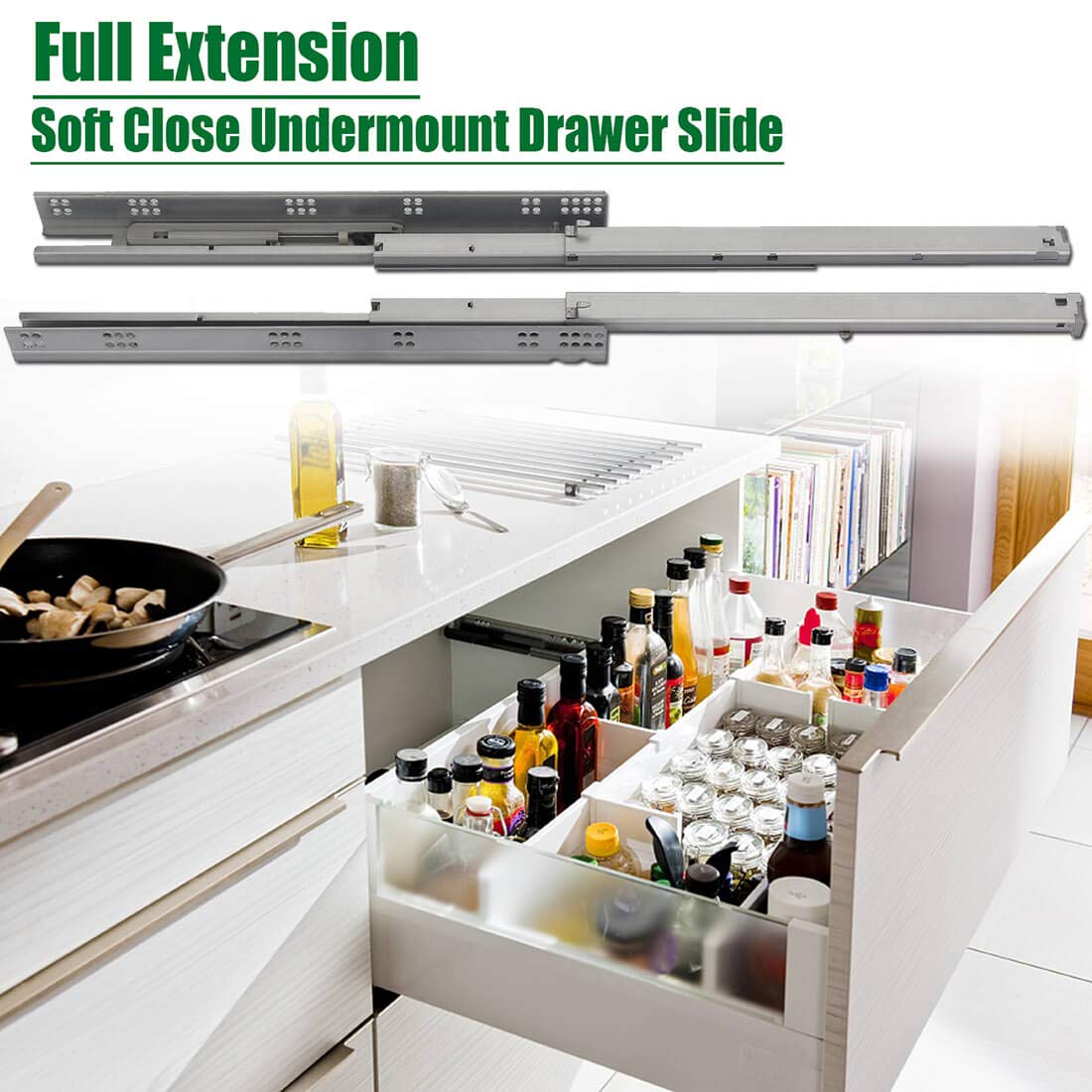 Mua OCG Undermount Drawer Slides 18 inch (6 Pairs), Full Extension Soft ...