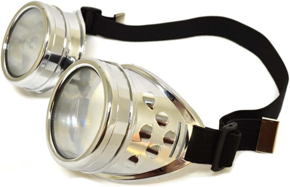 GloFX Chrome Diffraction Goggles – EDM Cyborg Steampunk Rave Glasses ...
