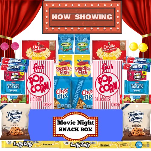 Ultimate Movie Night Snack Box , Big Blue Box of Popcorn, Candy, Snacks ...