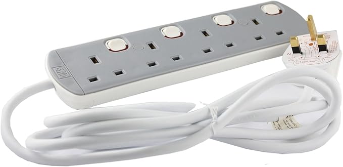 EUROSONIC 4Way Gang 2M Meter Metre Individually Switched Extension Lead ...