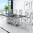 Amazon.com - Ruchi Chrome Circular Base Design Marble Top Dining Table ...