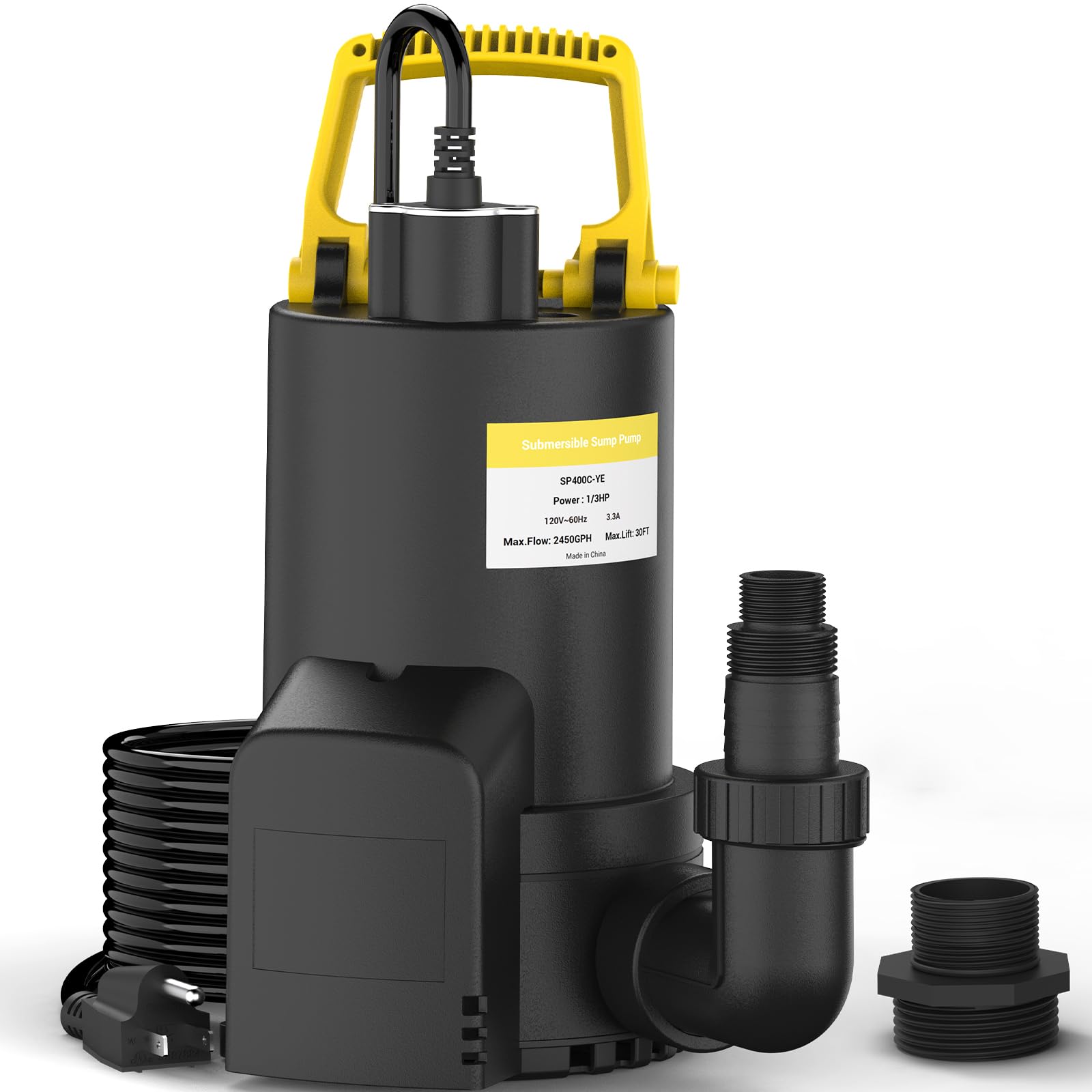 QIOMALA 1 HP Submersible Water Pump, 3450 GPH Sump Pump with 10FT Cord ...