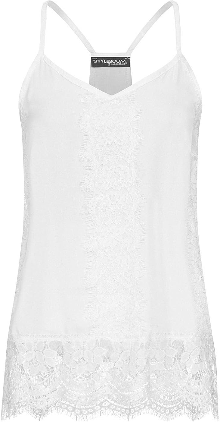 Styleboom Fashion® Damen Chiffon Spitzen Top Weiss: Amazon.de: Bekleidung
