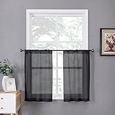 Amazon.com: Chyhomenyc Black Sheer Tier Curtains 24 Inch Length, Small Window Curtains Treatment ...
