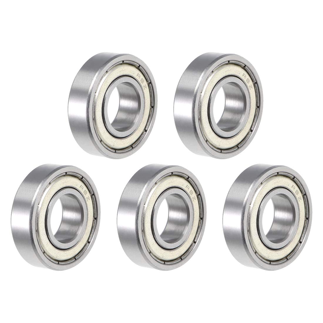 uxcell R8ZZ Deep Groove Ball Bearing 1/2"x1-1/8"x5/16" Double Shielded ABEC-1 Bearings 5-Pack ...