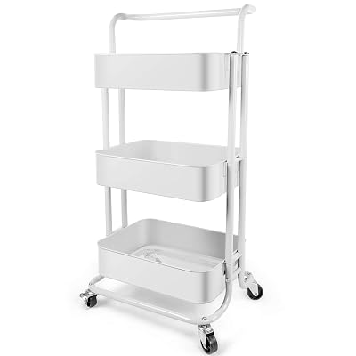 Homchwell 3 Tier Metal Rolling Cart with Lockable Philippines | Ubuy