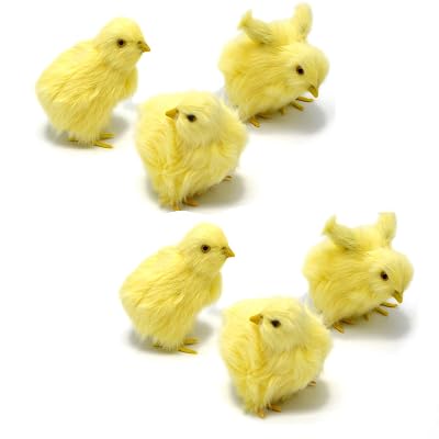 Buy 6 x Realistic Furry Baby Chicks Lifelike Plush Fur Animal Spring ...