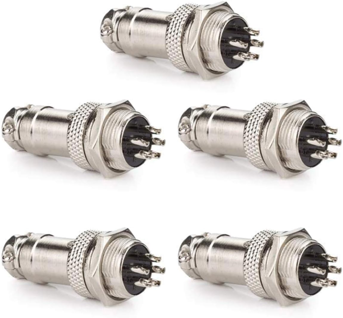 Amazon.com: DIYhz GX16 5 Pins Panel Metal Mount Circular Metal Aviation Connector Adapter Male ...