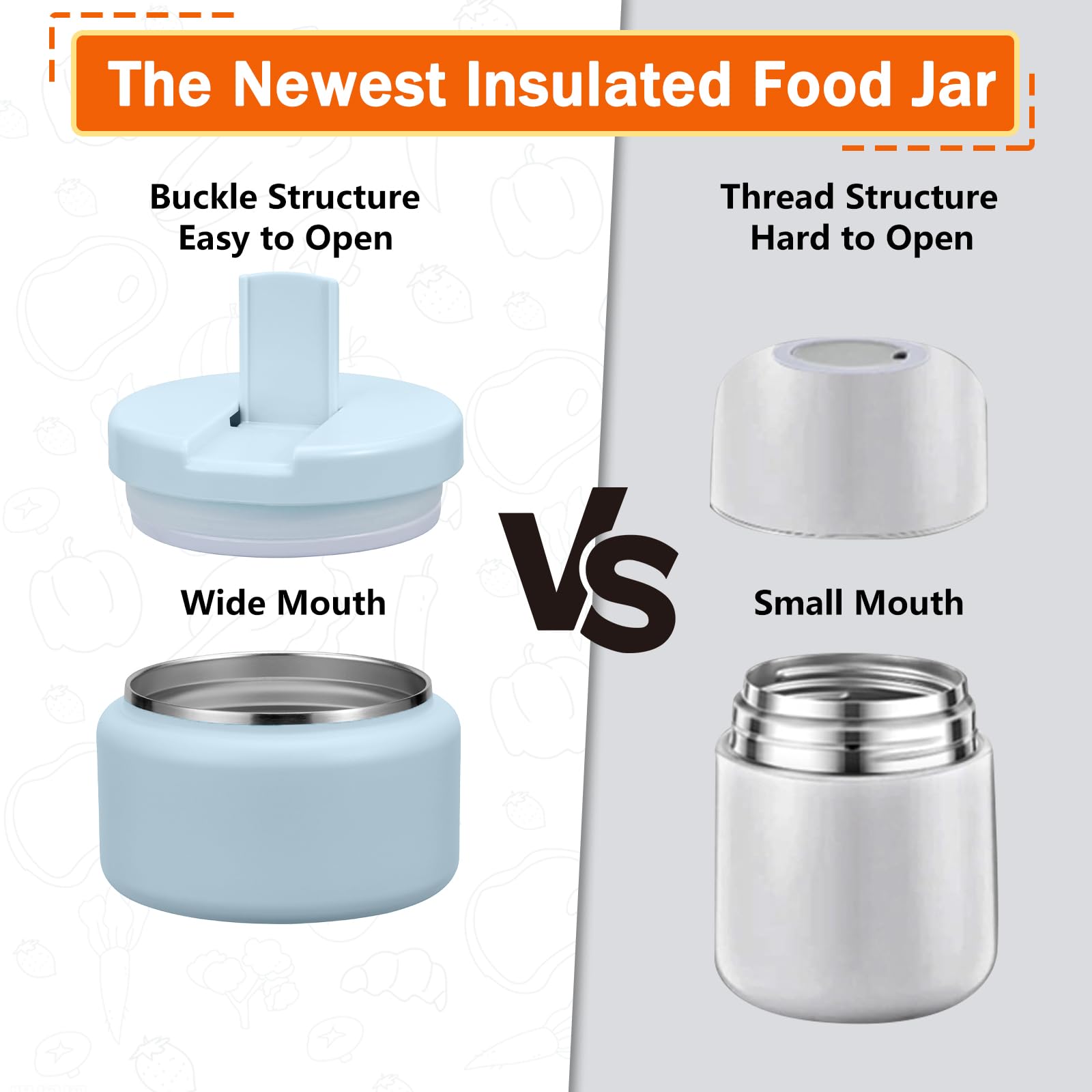 Reeple 2025 13.5oz Kids Soup Thermo For Hot Food Vacuum Insulated Food Jar With Buckle Lid ...