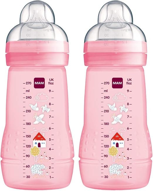 MAM Easy Active Baby Bottle with MAM Medium Flow Teats, Twin Pack of ...