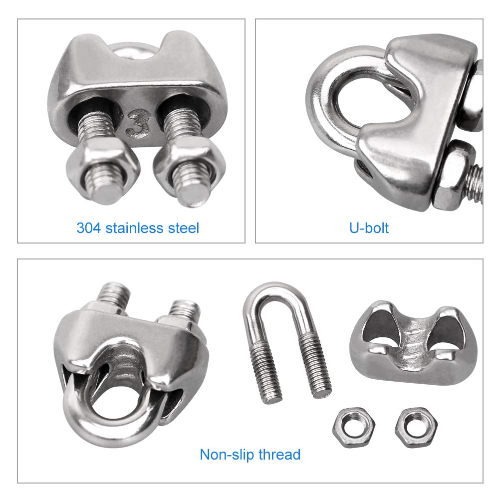 Wire Rope Clip M3 Cable Clamp, U Bolts Saddle Clamp, 304 Stainless ...