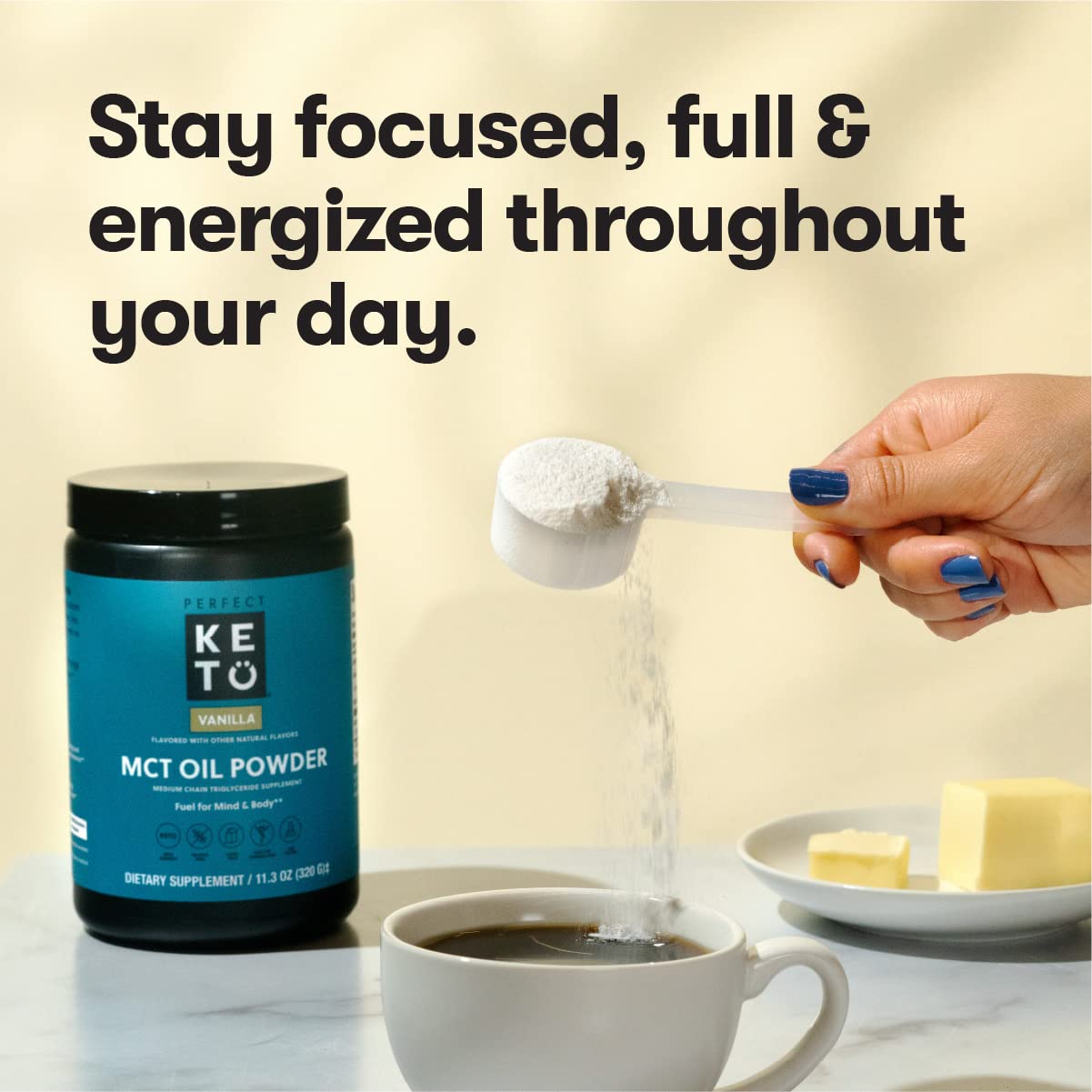 Perfect Keto MCT Oil Powder, Medium Chain Triglycerides, Ketogenic Non-Dairy Coffee Creamer and ...