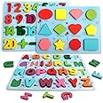 Amazon.com: Puzzles for Toddlers, 3 Pack Wooden ABC Alphabet Number ...