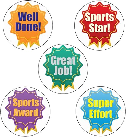 125 x Participant Award Rosette Sports Stickers, Fun Sports Day ...