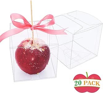 Amazon.com: Clear Candy Apple Boxes with Hole 4"x 4"x 4" Transparent ...