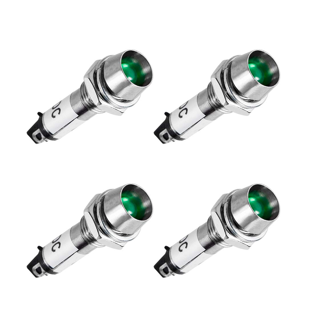 sourcing map Indicator Light DC 12V, Green, Metal Shell Panel Mount 5/ ...