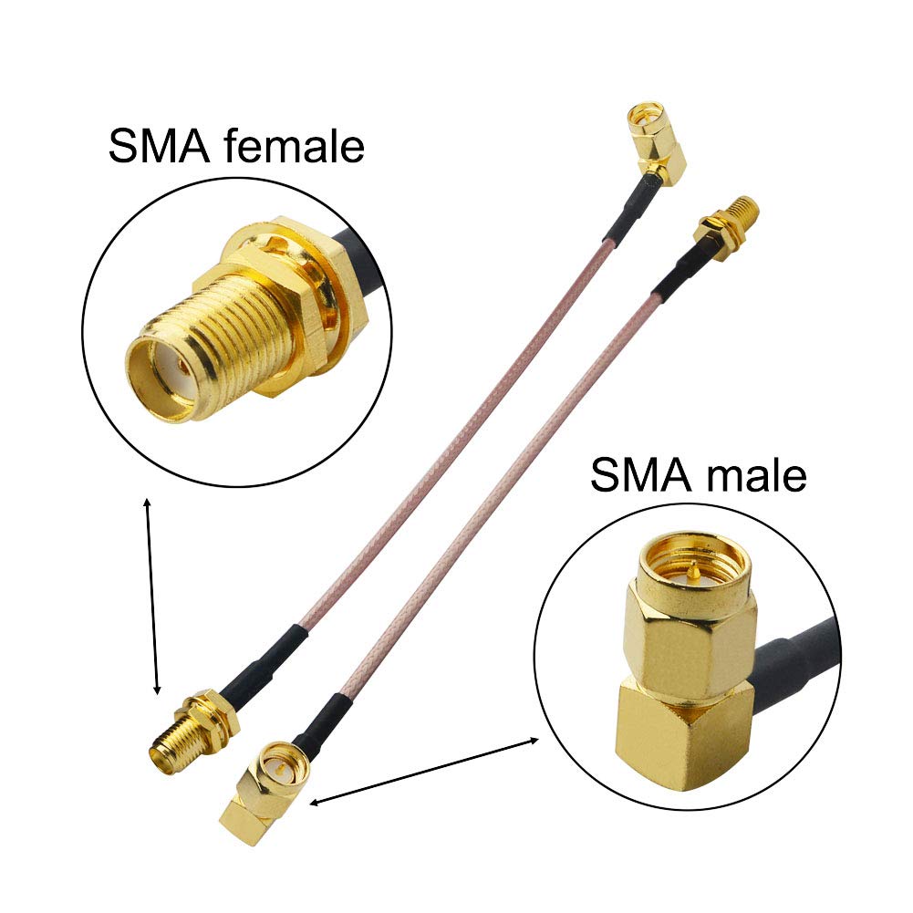 BOOBRIE SMA Cable RG316 SMA Male to SMA Female Right Angle Coaxial ...