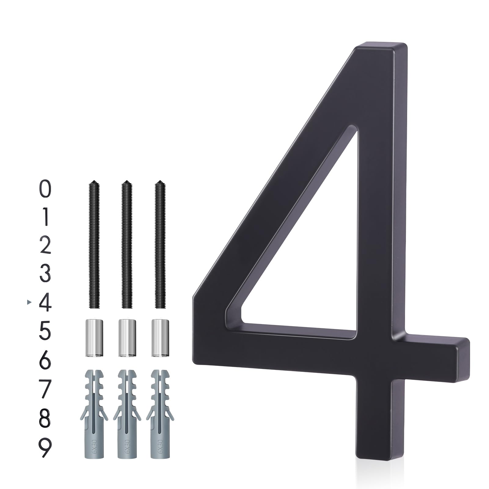 Floating House Number 4, YIPLED 6 Inch Modern House Numbers for Home ...