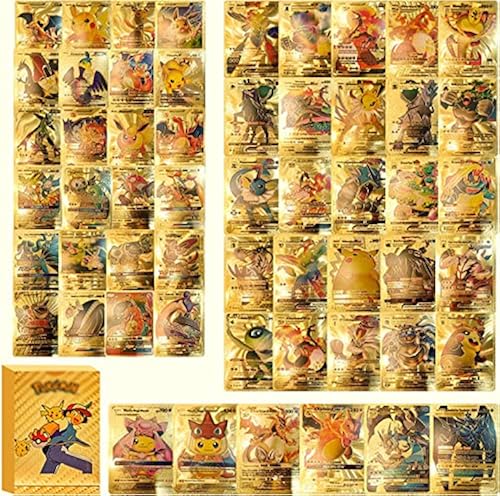 55 PCS Gold Foil Card Assorted Cards TCG Deck Box( V Series Cards, Vmax ...