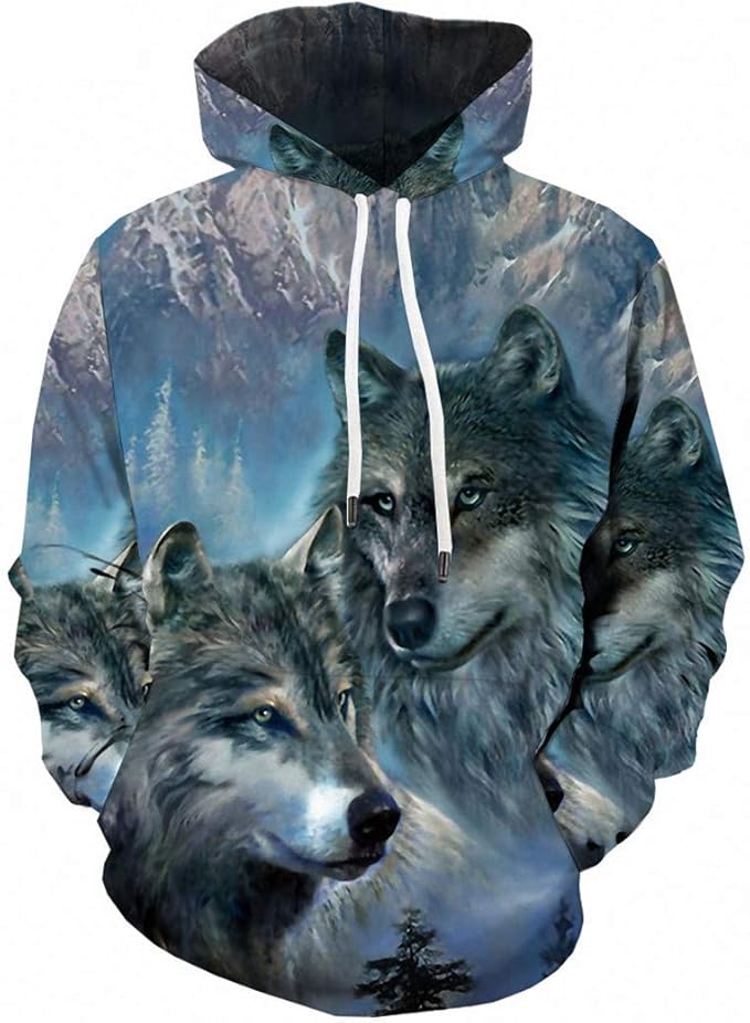 Sudaderas con Capucha 3D Lobo Sudaderas Hombres Sudadera con Capucha ...