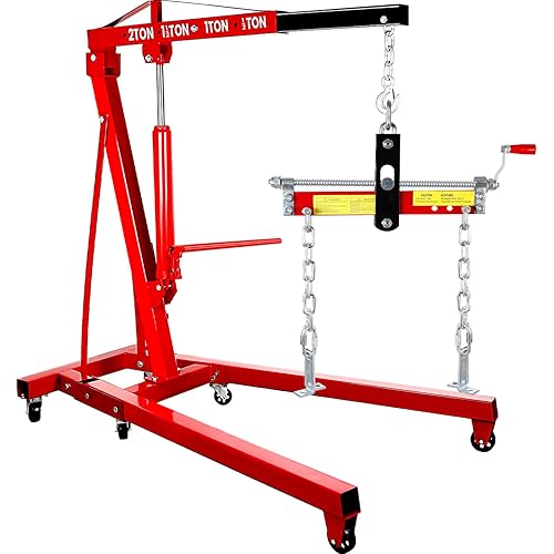5000 LBS Engine Hoist with Load Leveler, Heavy Duty Alloy Steel Folding ...