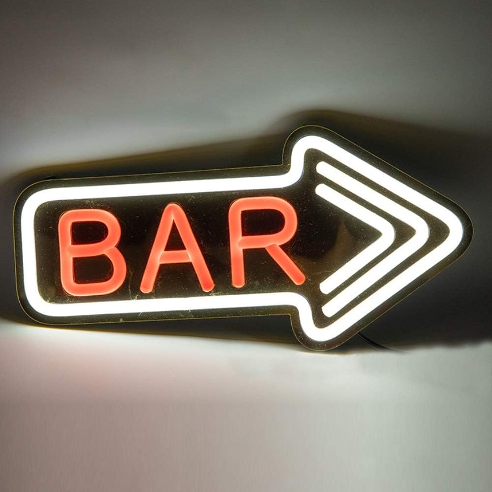 Black Color Bar DK_SJ LED Neon Open Sign 19.7x9.5 Arrow Shape Size Red ...