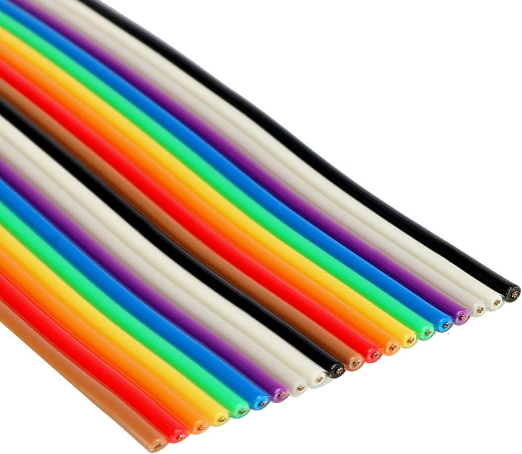 sourcingmap Flat Ribbon Cable 20P Rainbow IDC Wire 1.27mm Pitch 1 Meter ...