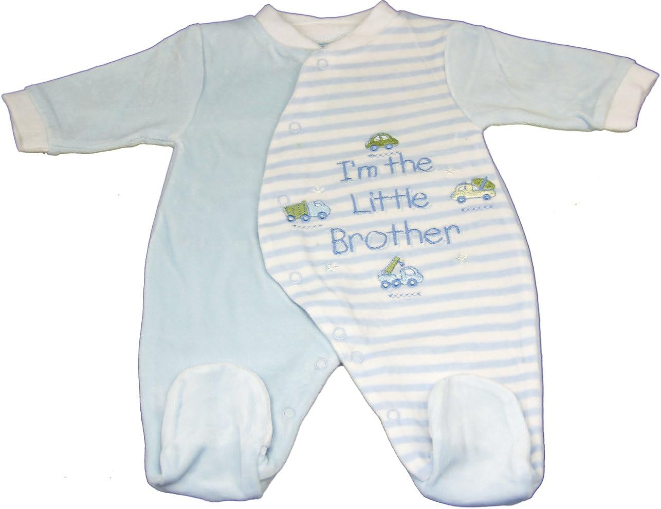New BLue I'm the Little Brother Sleepsuit - baby boy 3-6 months: Amazon ...