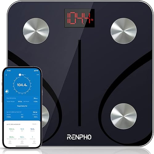 RENPHO Bluetooth Body Fat Scale, Digital Weight Scale Bathroom Smart ...