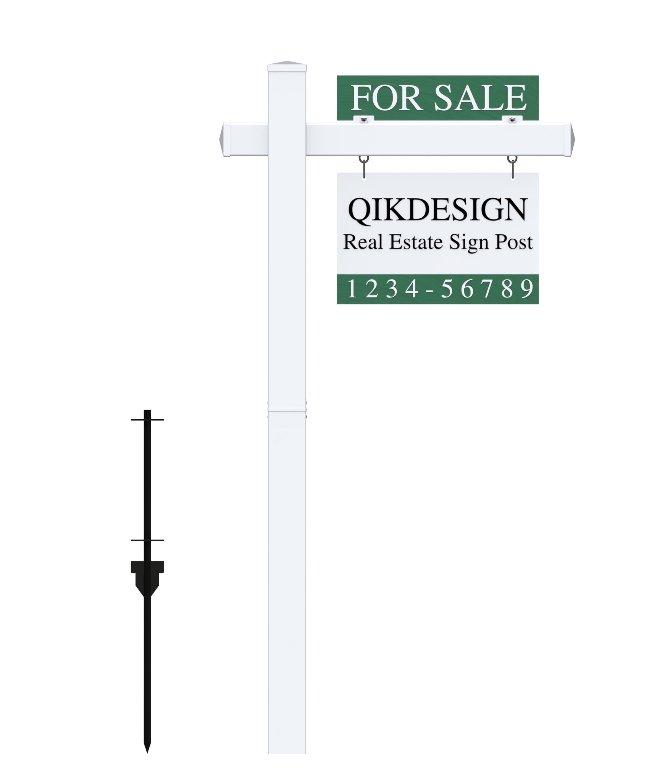 Qikdesign Vinyl PVC Real Estate Sign Post 6' Tall (4"x 4"x 72", the ...