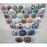 JGARTS 20 X Mix Vintage Look Flower Ceramic Knobs Door Handle Cabinet Drawer Cupboard Pull ...