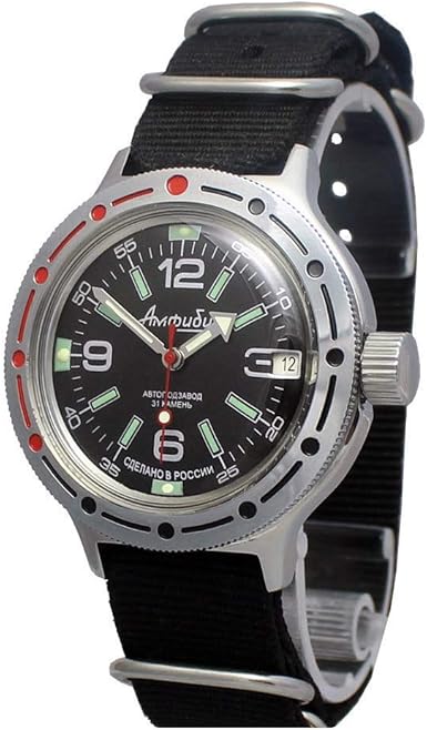 Vostok Amphibian 420640 Reloj de Pulsera para buceadores Militares rusos genuinos con Cuerda ...