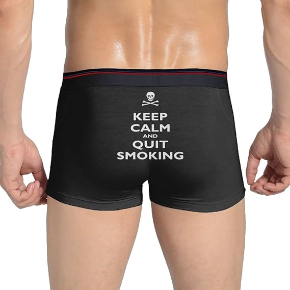 Mens Keep Calm And Burn One Smoking Cigarette Boxer Brief Underwear Stretch Sex Underpants