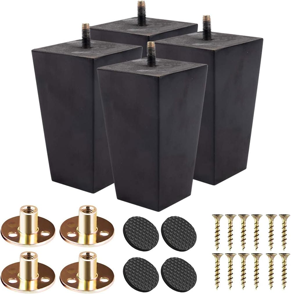 4 inch Solid Wood Furniture Legs, 4Pcs Mid-Century Modern Wooden ...