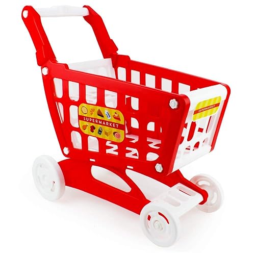 Boley Mart Red Shopping Cart Toy for Kids and Toddlers - Pretend Play ...