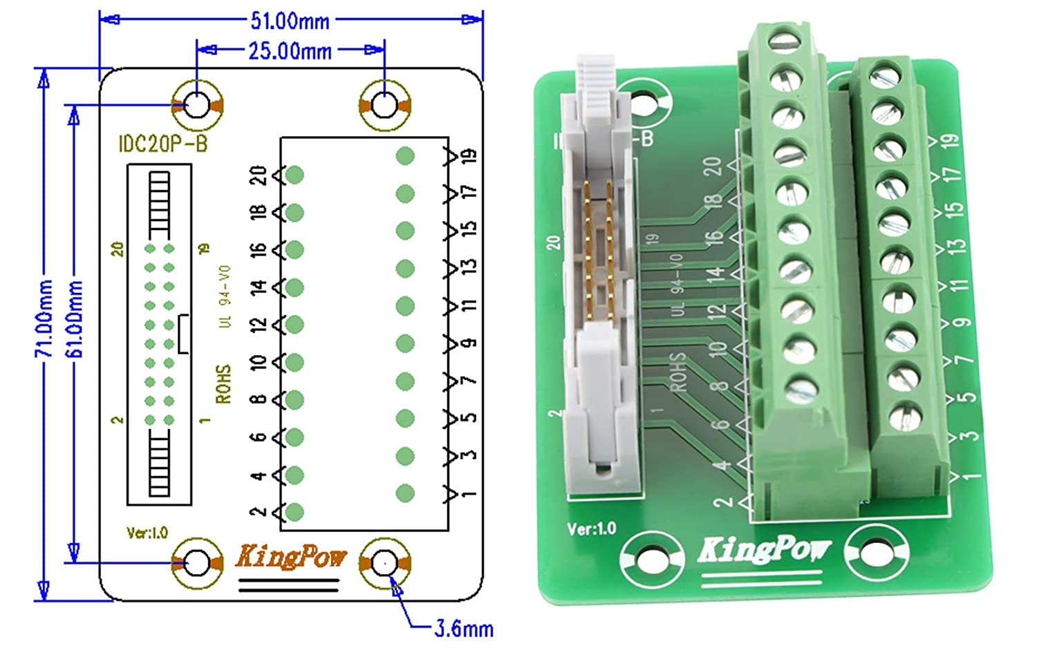Mua Jienk Idc20 Breakout Board 2x10 20pins Male Header Terminal Block Connector With C45 Din