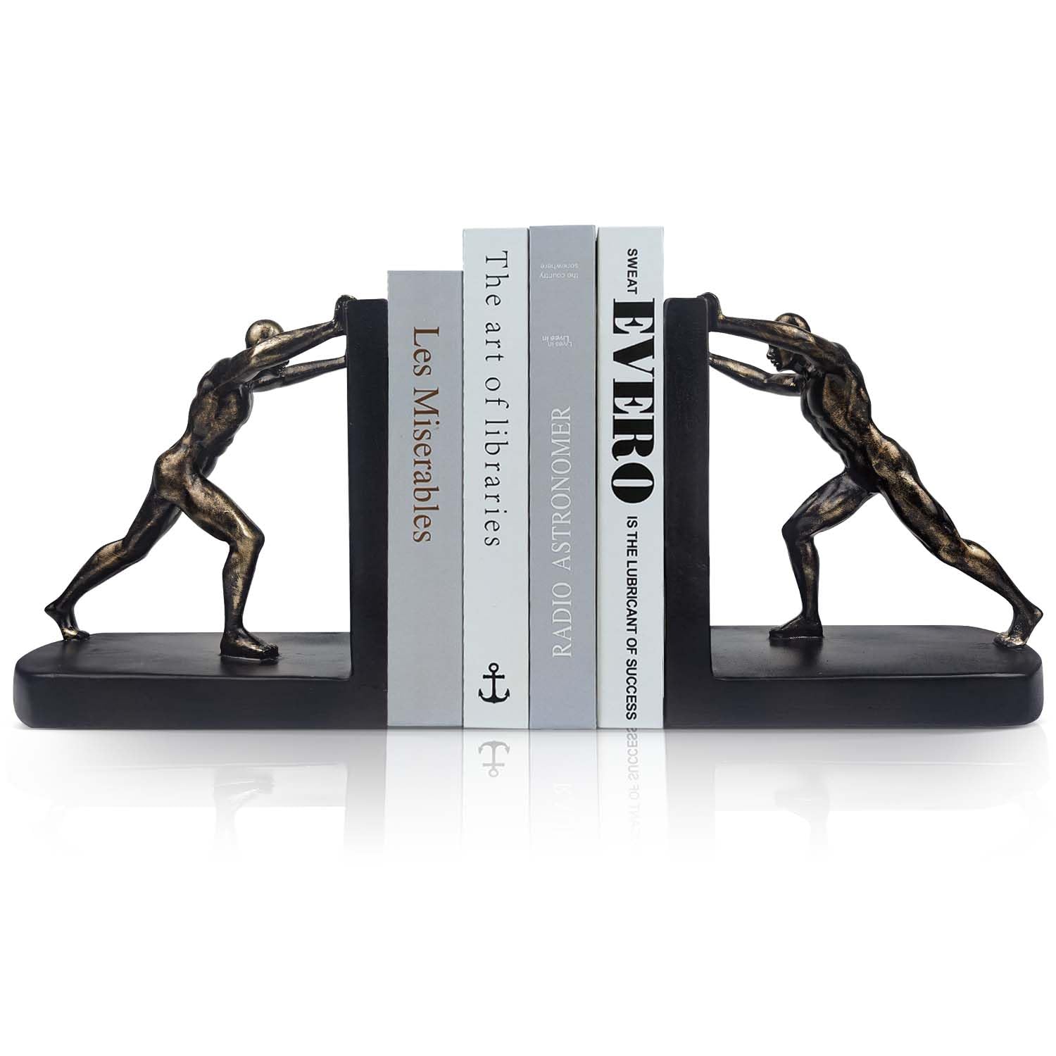 LIFFY Man Decorative Book Ends,Resin Non Skid Bookends for Heavy Books ...