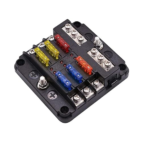 SOYOND 12 Volt Fuse Block, Boat Marine Fuse Block Panel with LED ...
