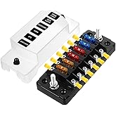 Amazon.com: RED WOLF Car 8-Way Blade Fuse Block Box Standard Circuit Fuses for Boat Marine Auto ...