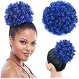 Amazon.com : Yinmei Baibian Ombre Blue Curly Wavy Afro Puff Drawstring Ponytail Hair Extension ...